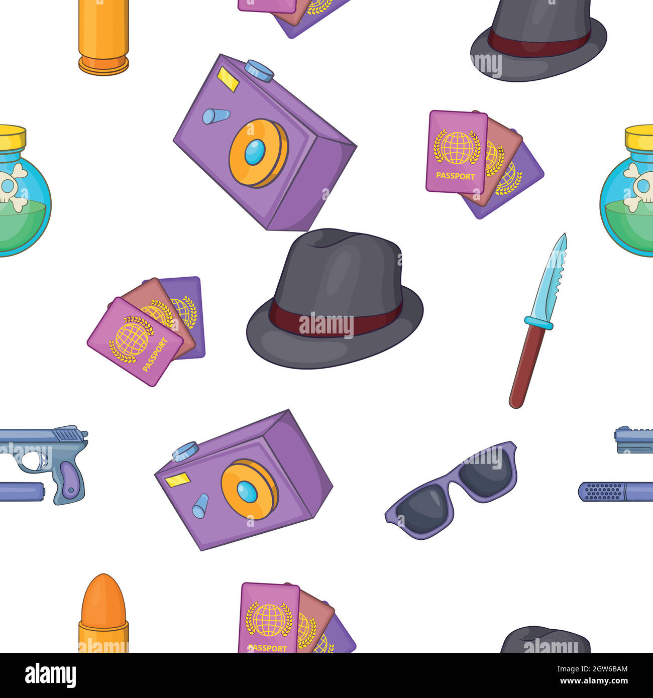 Detective pattern, cartoon style Stock Vector Image & Art - Alamy