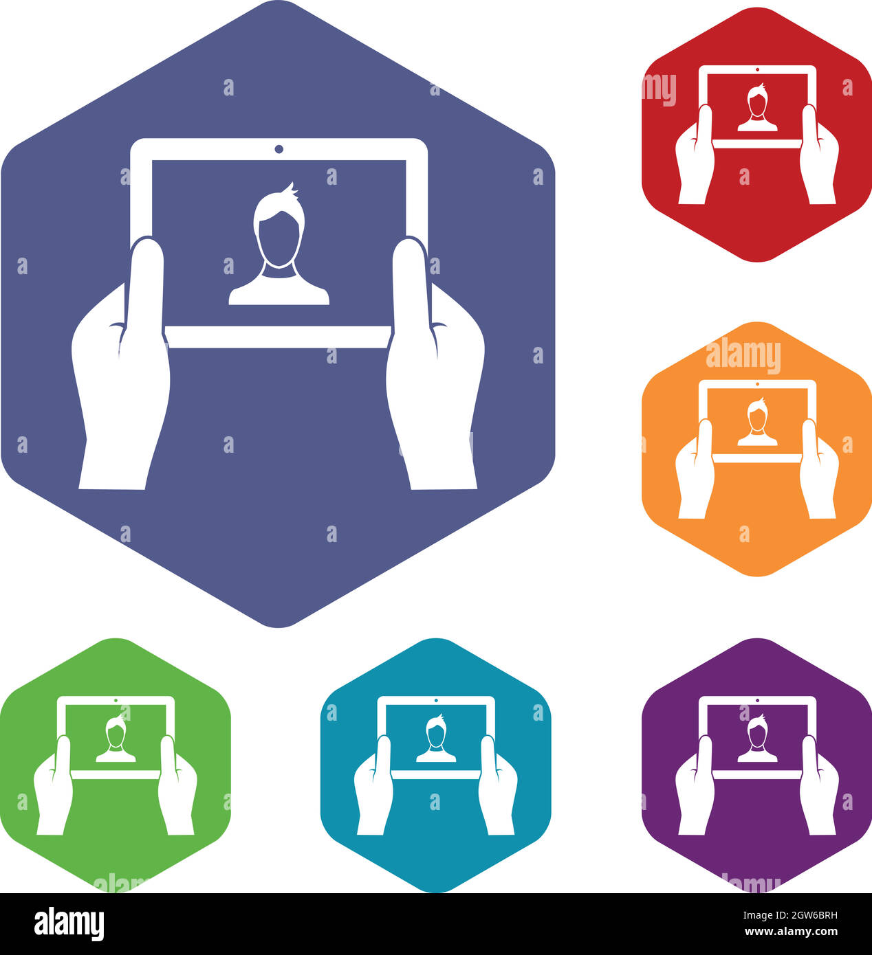 Hands holding tablet icons set Stock Vector Image & Art - Alamy