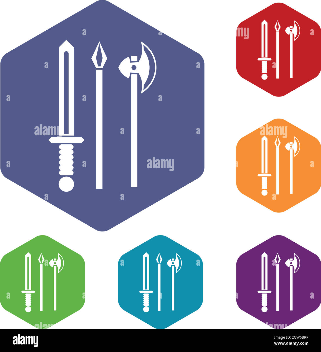 Ancient weapon sword, pick and axe icons set Stock Vector Image & Art ...