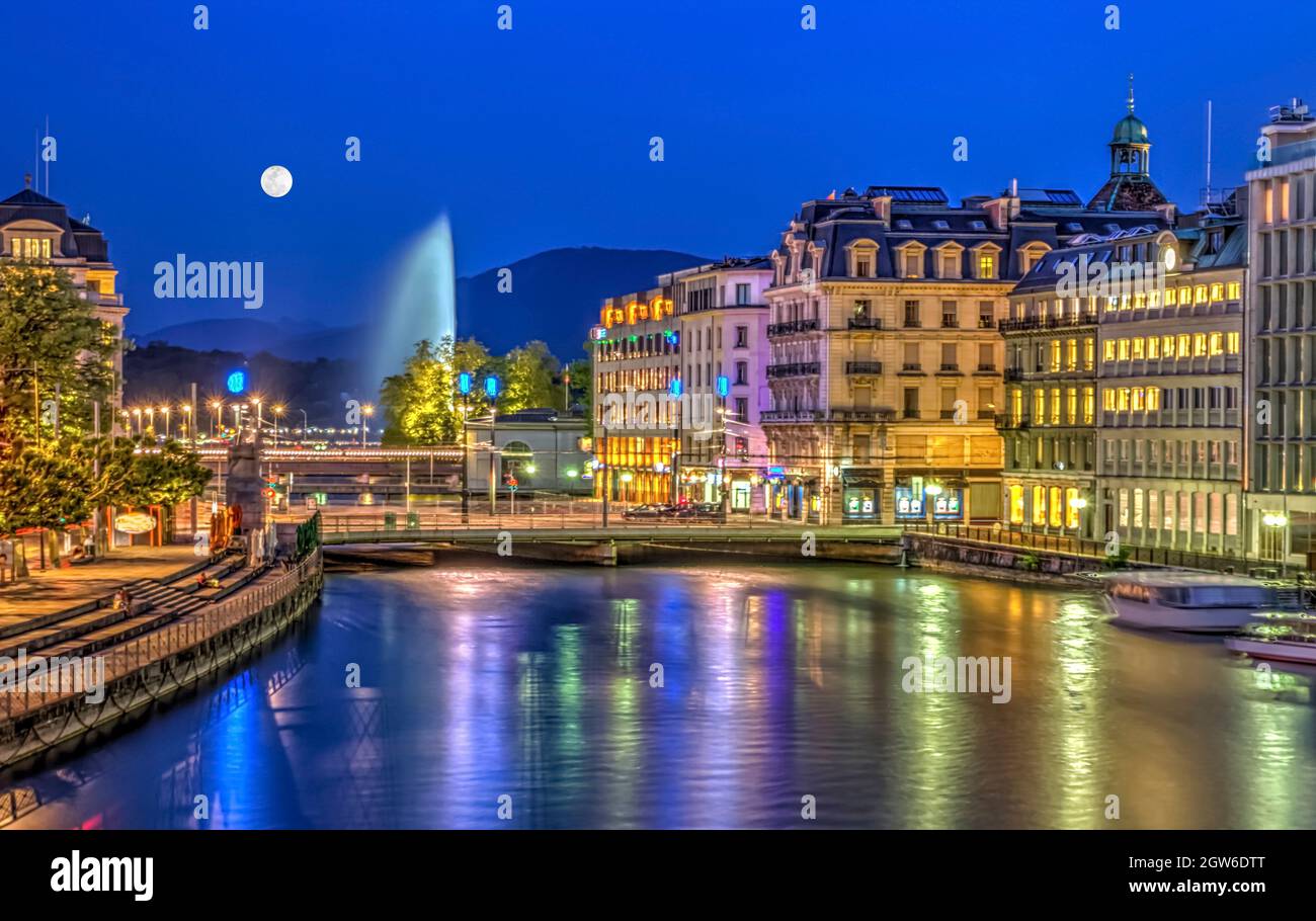 Urban night view of geneva hi-res stock photography and images - Alamy