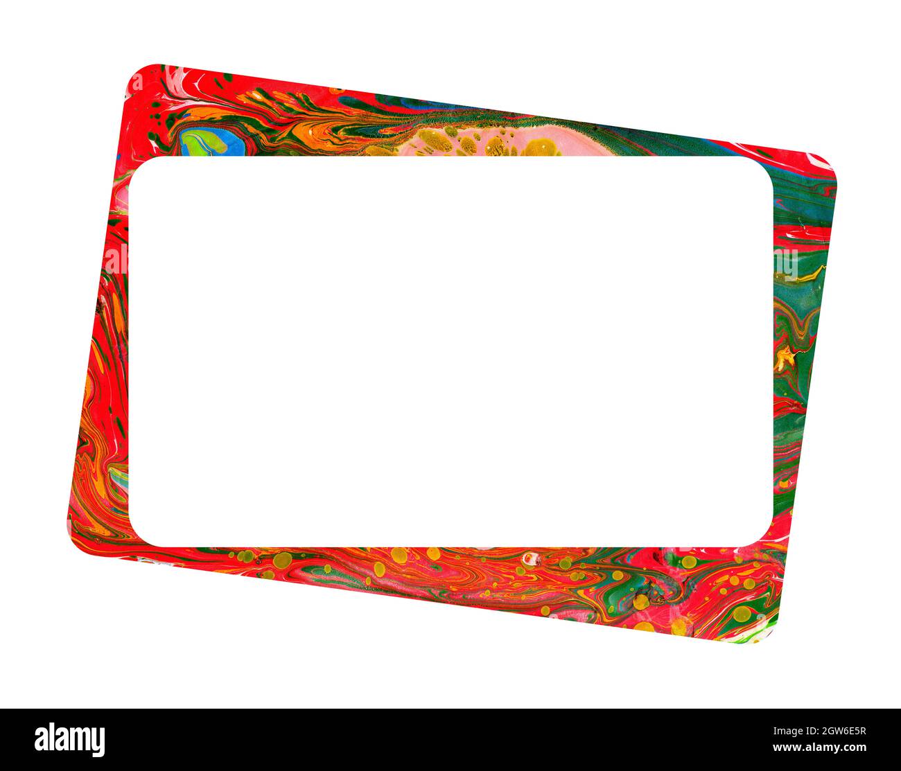 Simple rectangular frame with abstract watercolor stains of red, green ...