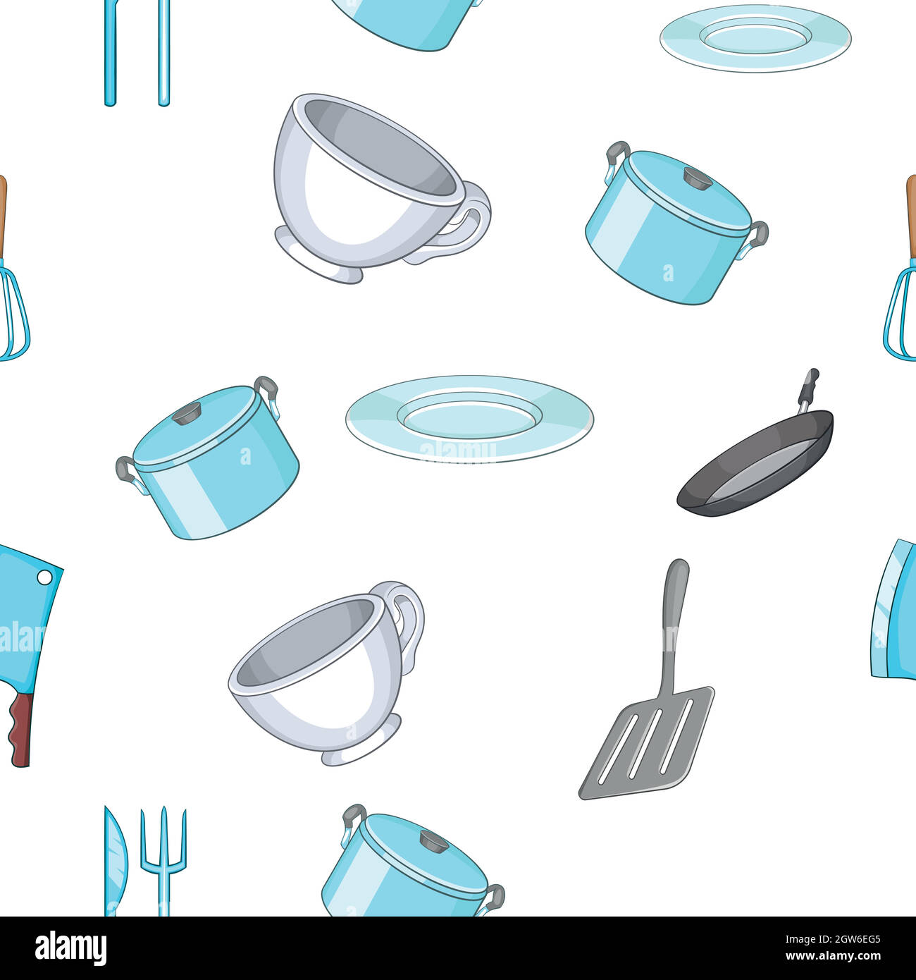 Kitchenware pattern, cartoon style Stock Vector Image & Art - Alamy