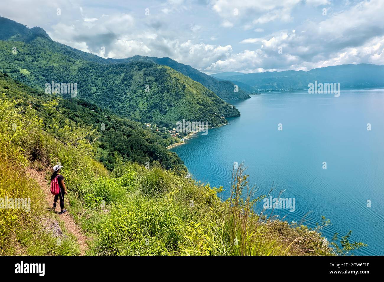 Hiking above the magnificent Lake Atitlan in the Guatemalan highlands ...