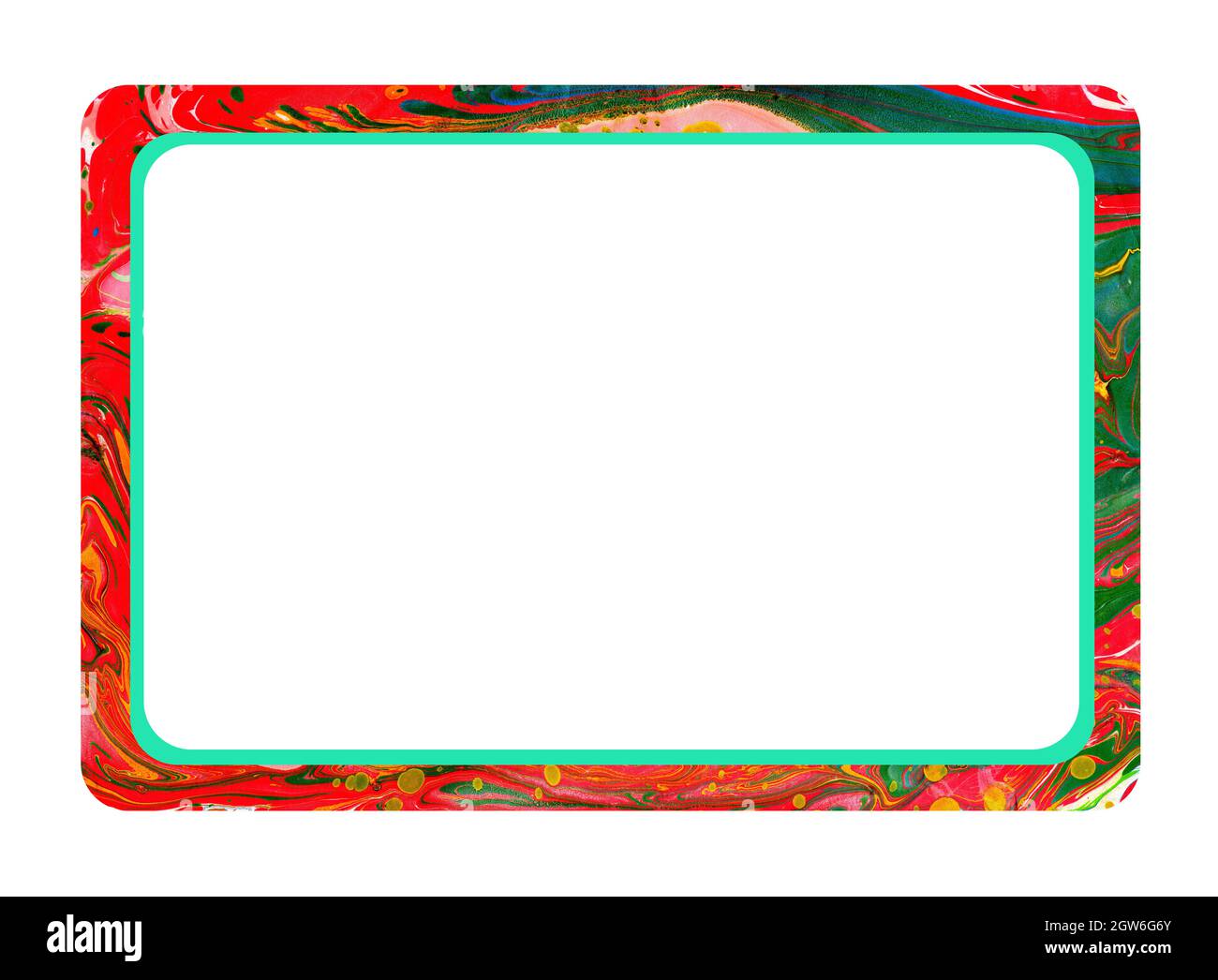 Watercolor horizontal rectangular frame with rounded edges. Rough ...