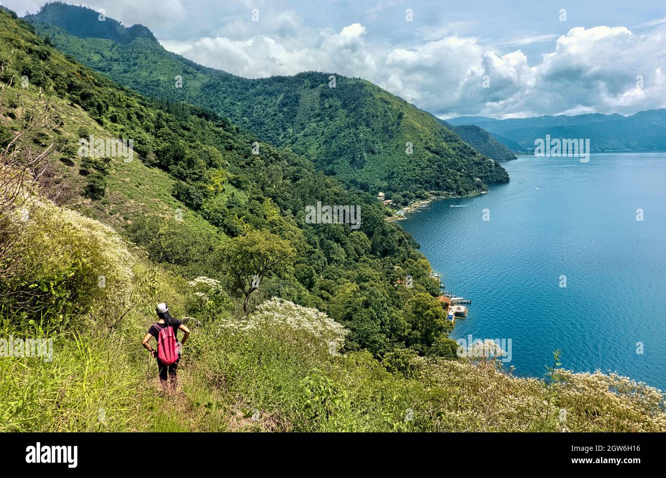 Hiking above the magnificent Lake Atitlan in the Guatemalan highlands ...