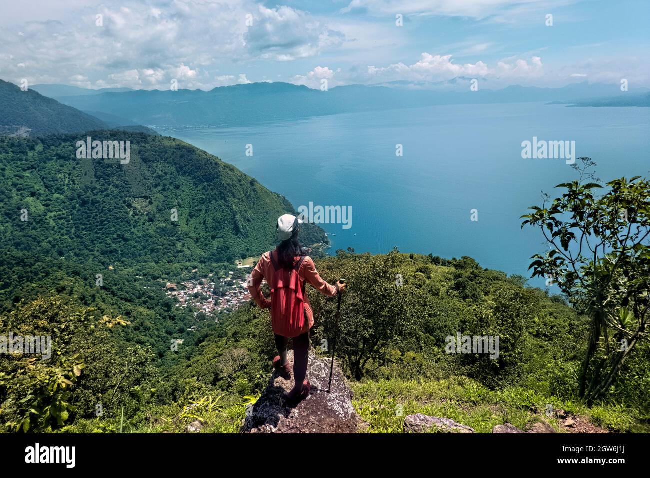 Hiking above the magnificent Lake Atitlan in the Guatemalan highlands ...