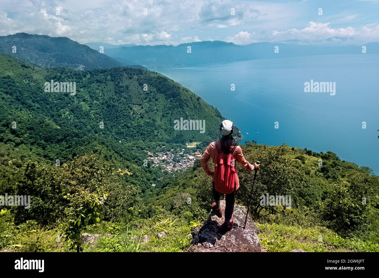 Hiking above the magnificent Lake Atitlan in the Guatemalan highlands ...