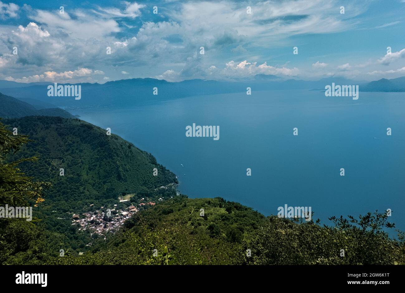 View of the magnificent Lake Atitlan in the Guatemalan highlands ...