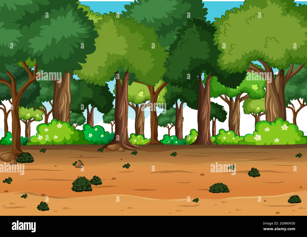 Blank nature forest landscape scene with many trees Stock Vector Image ...