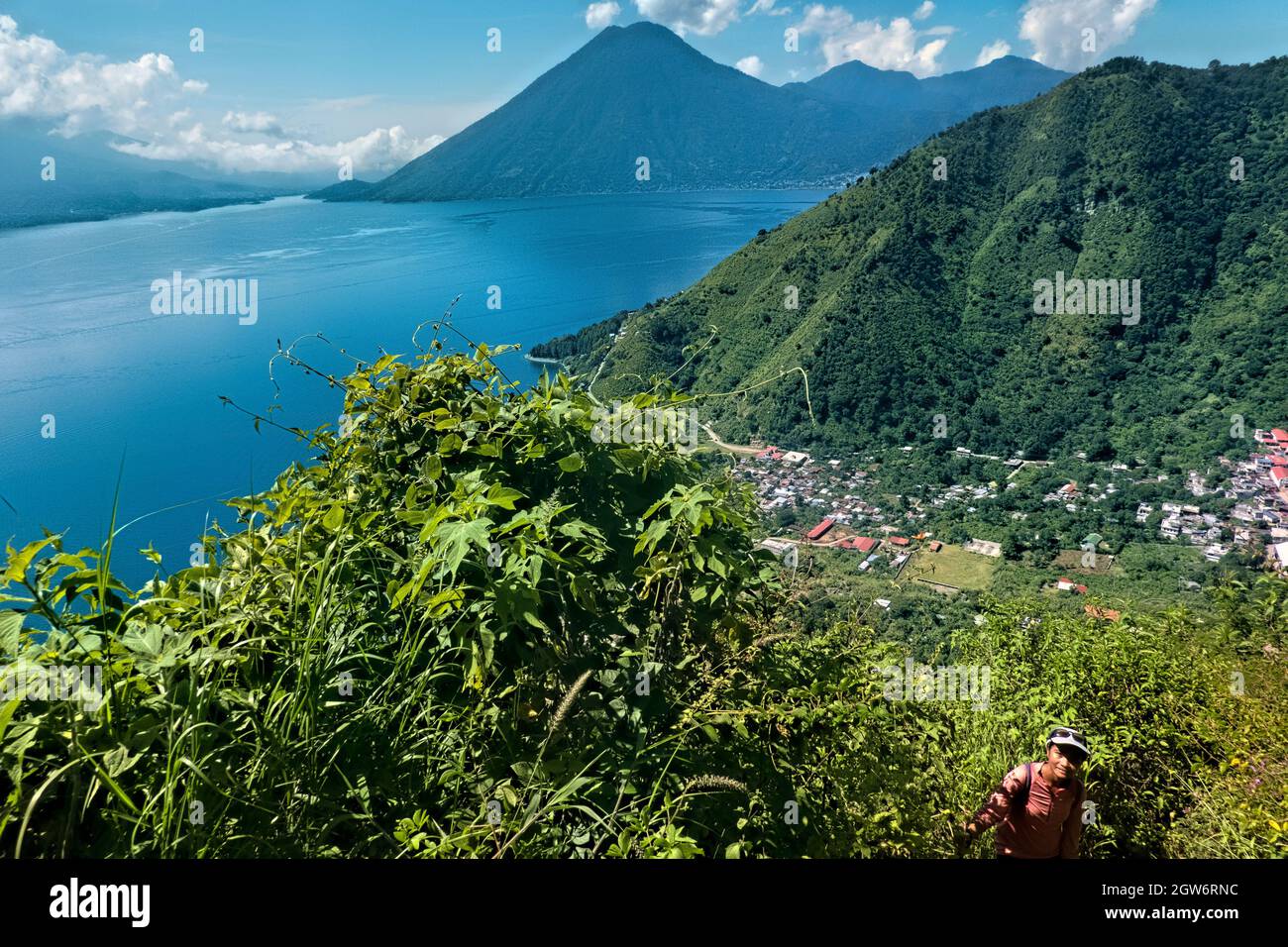 Hiking above the magnificent Lake Atitlan in the Guatemalan highlands ...