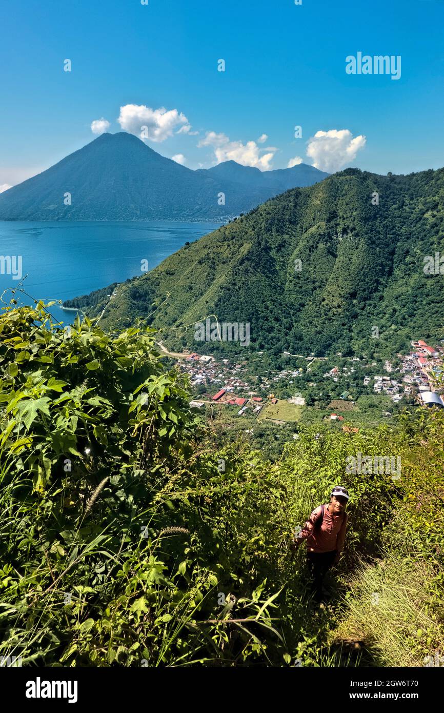 Hiking above the magnificent Lake Atitlan in the Guatemalan highlands ...