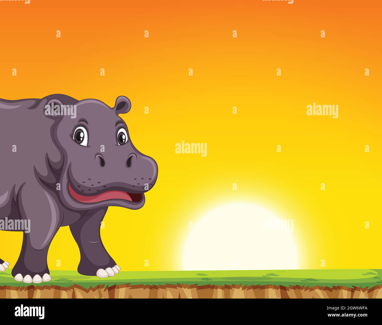 Hippo sunset Stock Vector Images - Alamy