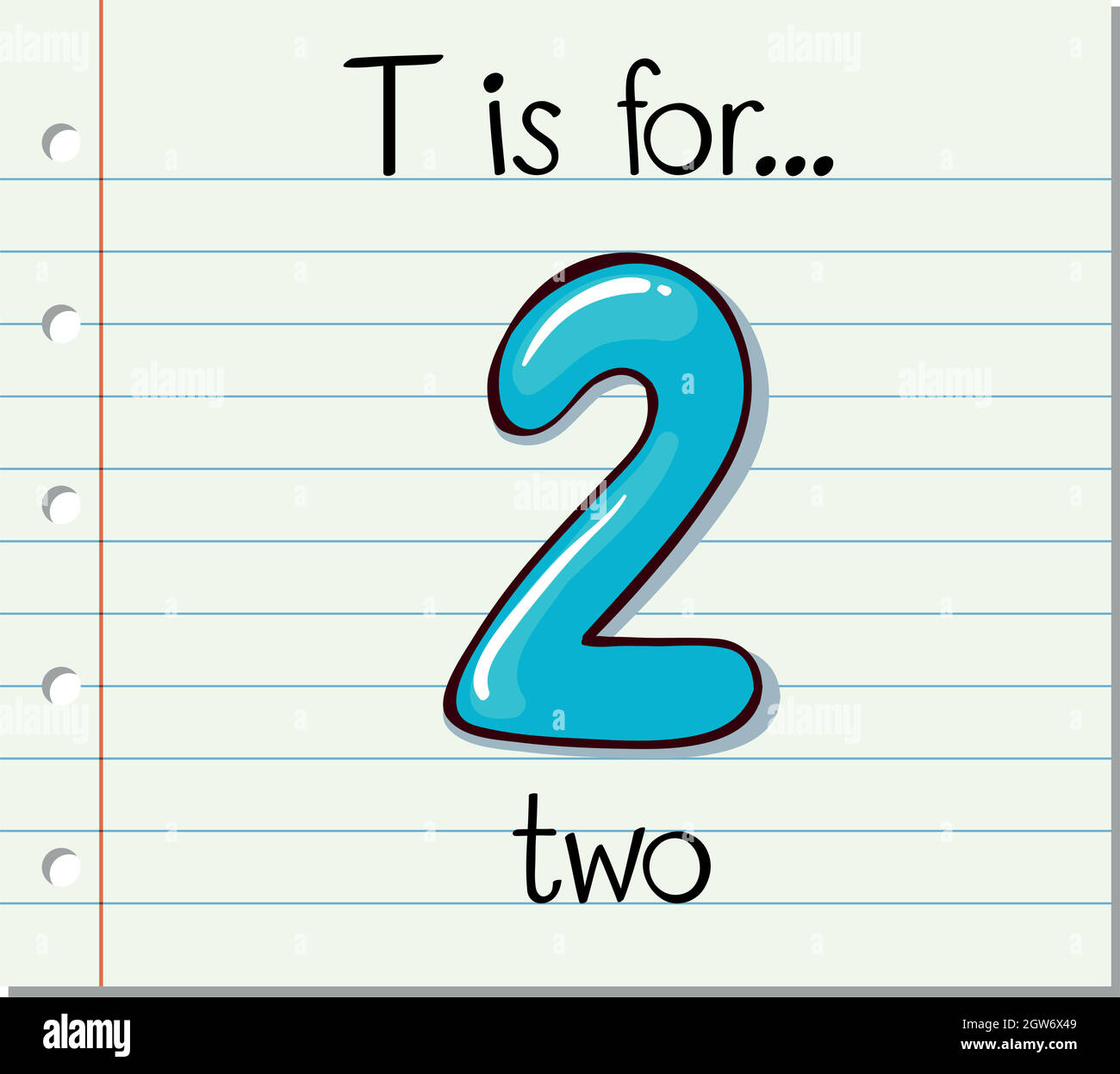 Flashcard letter T is for two Stock Vector Image & Art - Alamy
