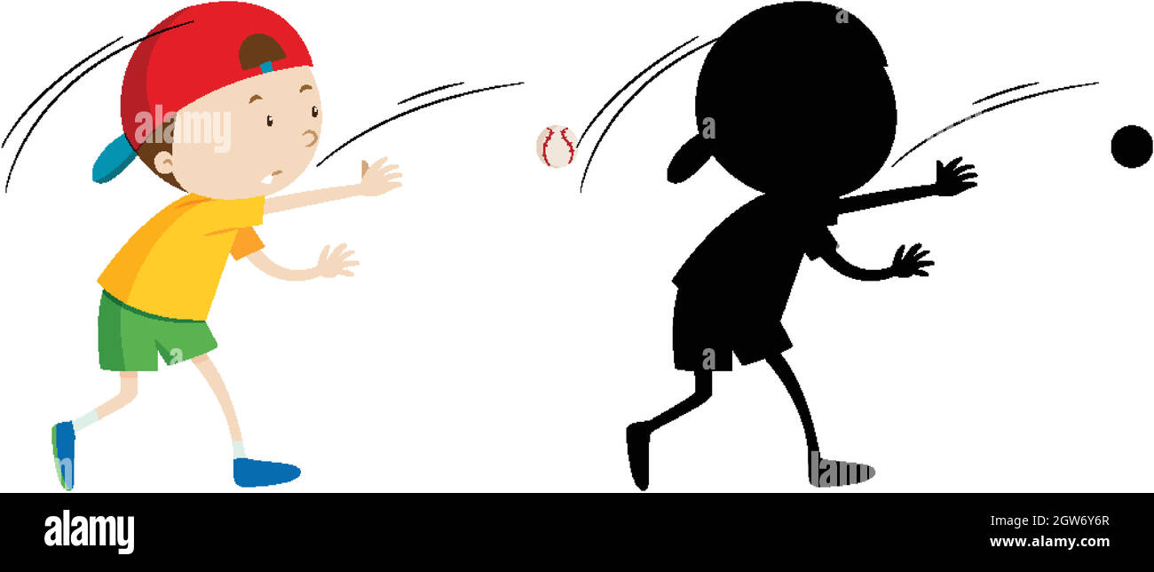 Cartoon illustration boy playing baseball hi-res stock photography and ...