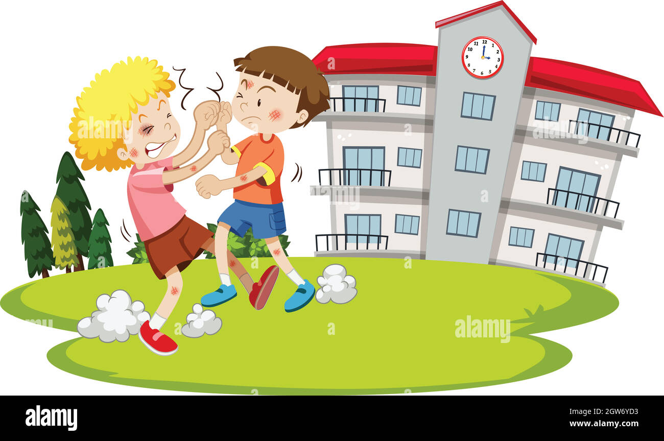 Young boy fighting in front of school Stock Vector Image & Art - Alamy