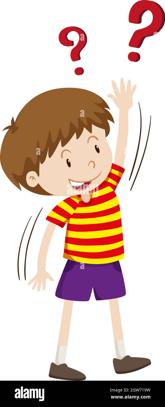 Little boy having arm up for question Stock Vector Image & Art - Alamy
