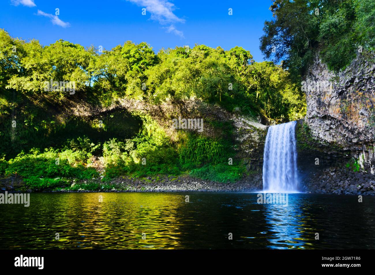 Waterfall of Bassin La Paix at Reunion Island during a sunny day Stock ...