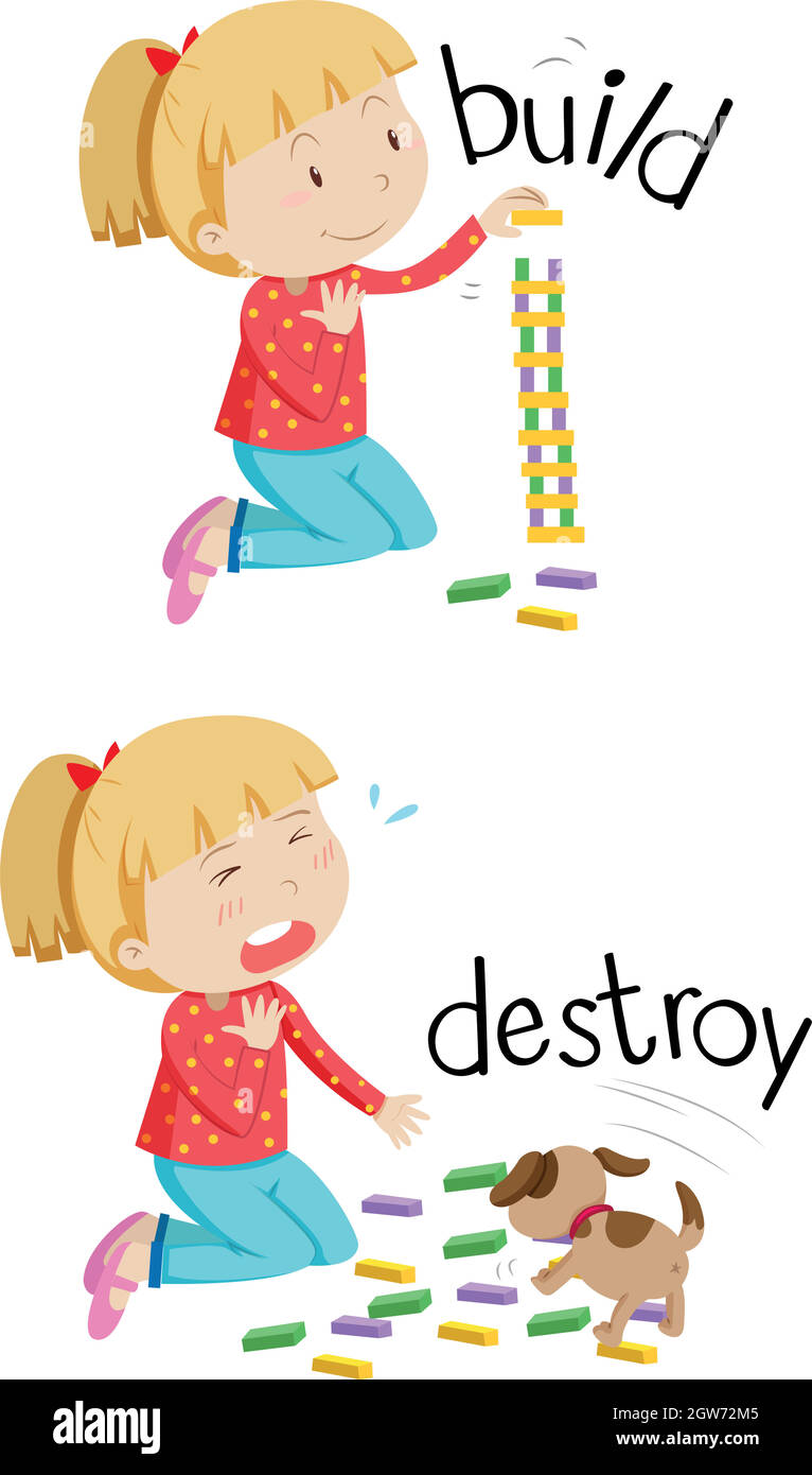 Opposite words for build and destroy Stock Vector Image & Art - Alamy