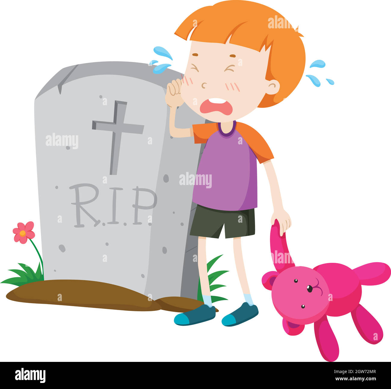 Boy crying in tears at gravestone Stock Vector Image & Art - Alamy