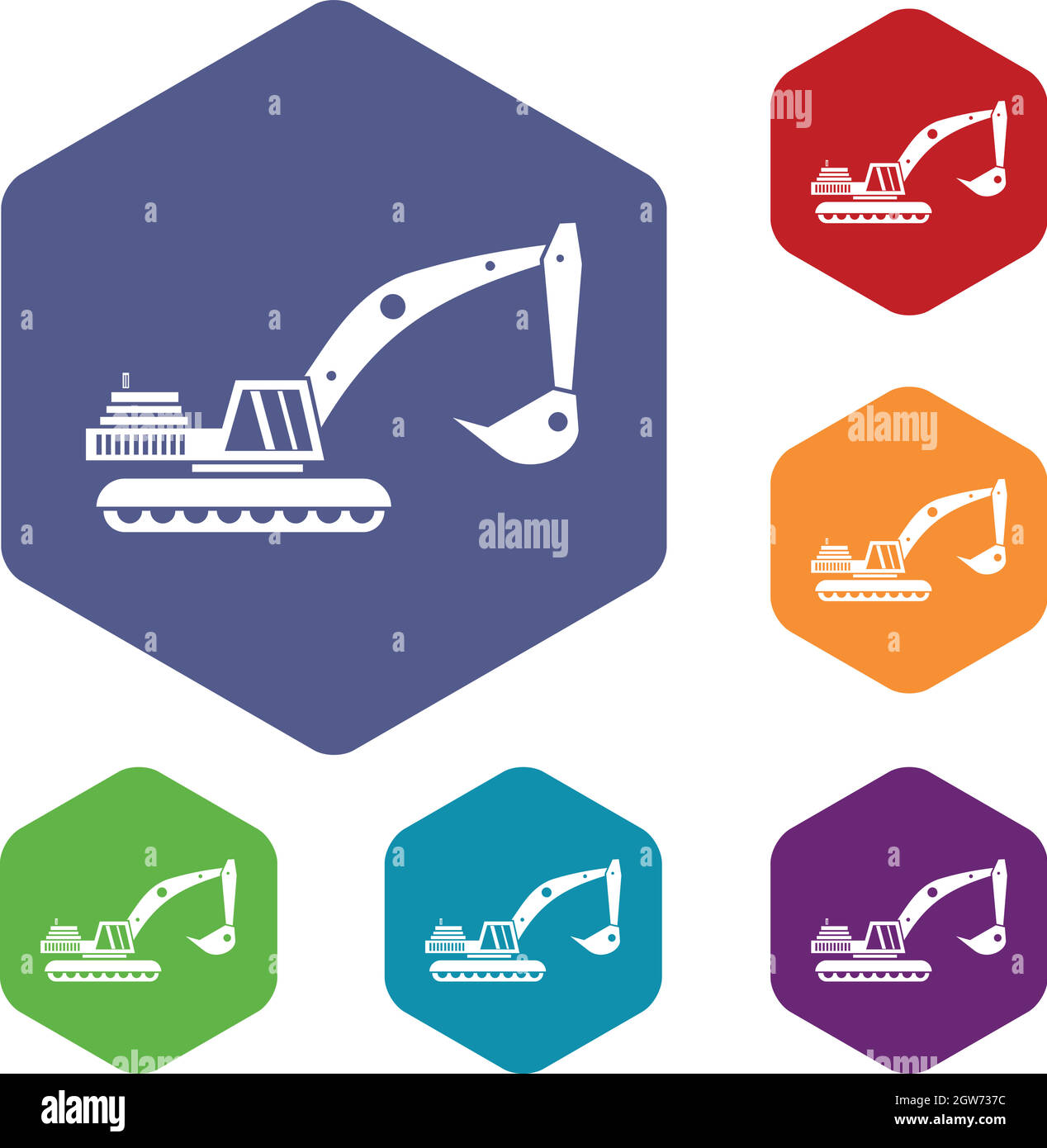 Excavator icons set Stock Vector Image & Art - Alamy