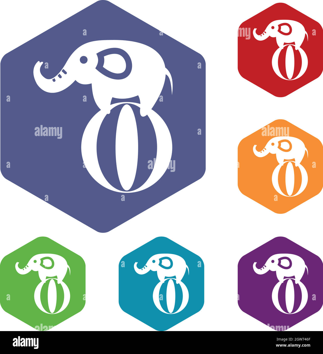 Elephant balancing on a ball icons set Stock Vector Image & Art - Alamy