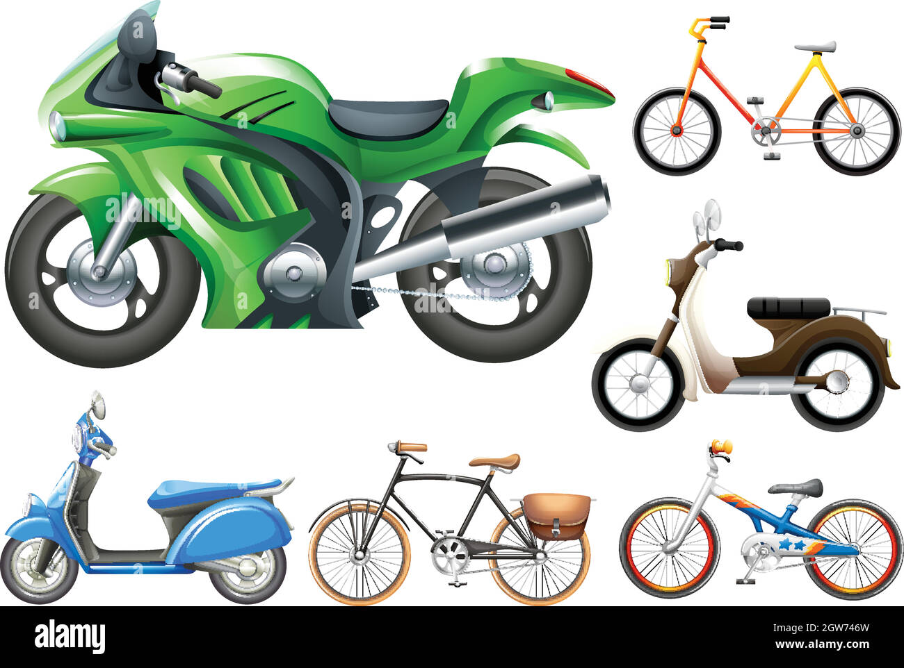 Set of motobike and bicycles Stock Vector Image & Art - Alamy