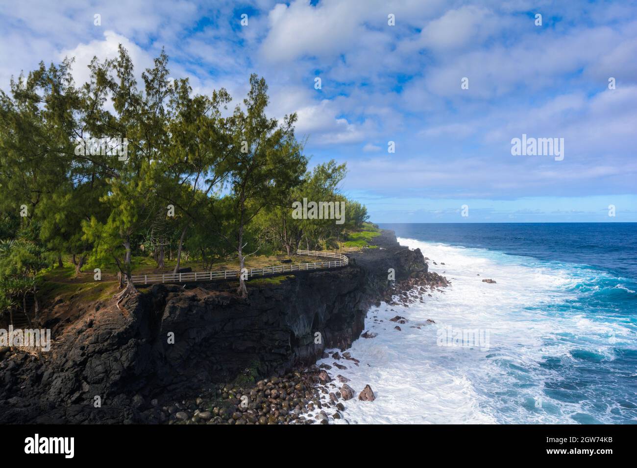 Coast of Cap Mechant place at Reunion Island during a sunny day Stock ...