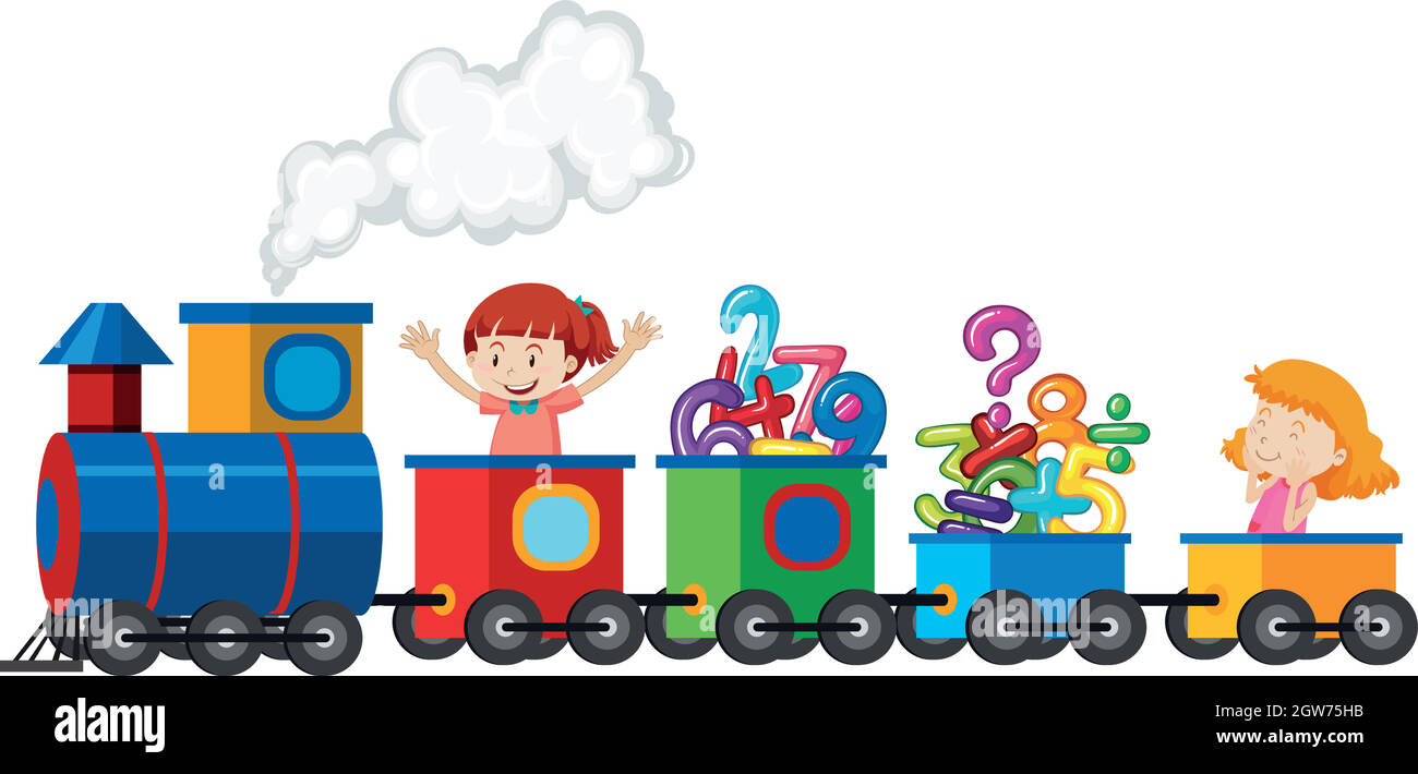 Girls riding a train with math number Stock Vector Image & Art - Alamy