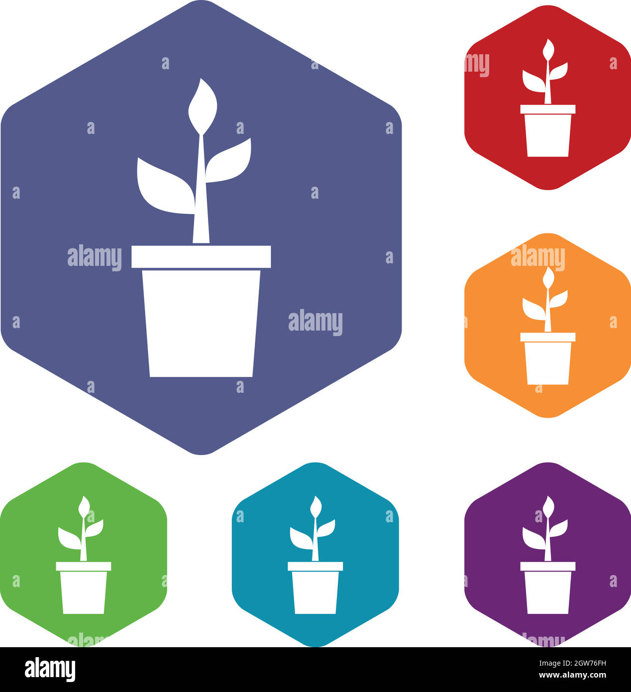 Plant in clay pot icons set Stock Vector Image & Art - Alamy