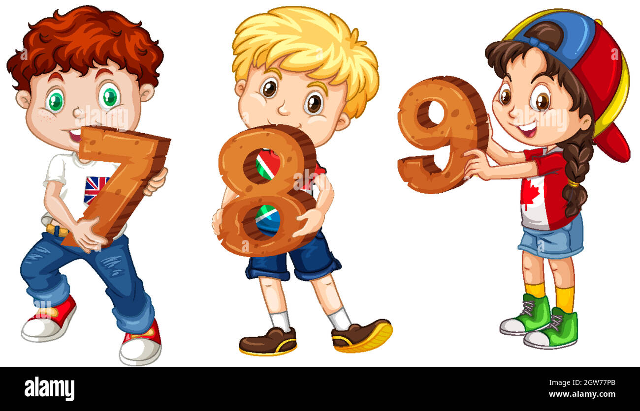 Different three kids holding math number Stock Vector Image & Art - Alamy
