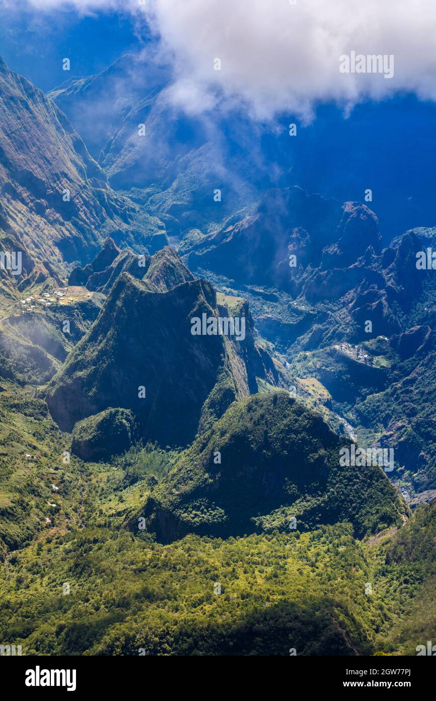 Mountains of Mafate at Reunion Island during a sunny day Stock Photo ...
