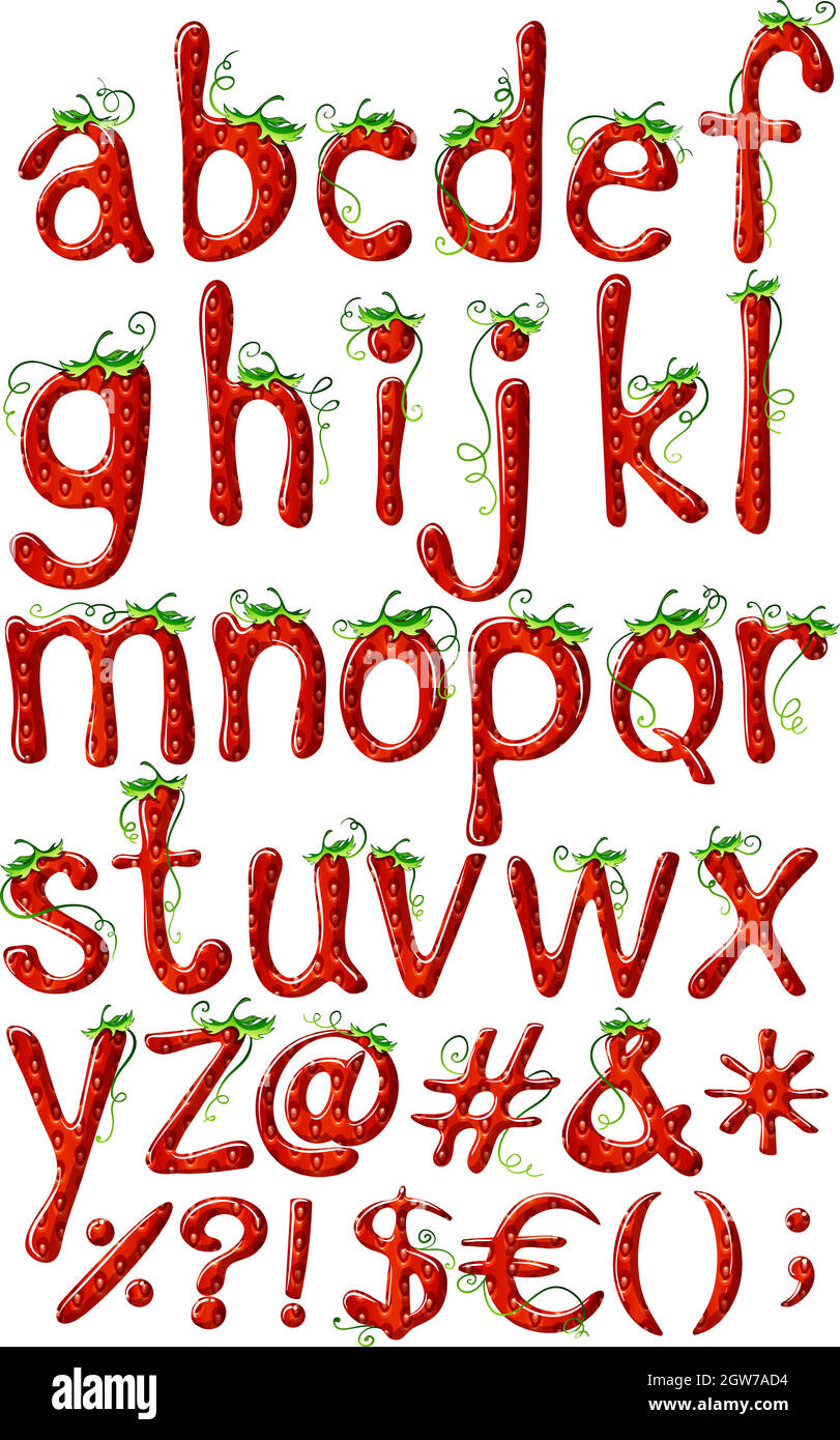 Letters of the alphabet in strawberry template Stock Vector Image & Art ...