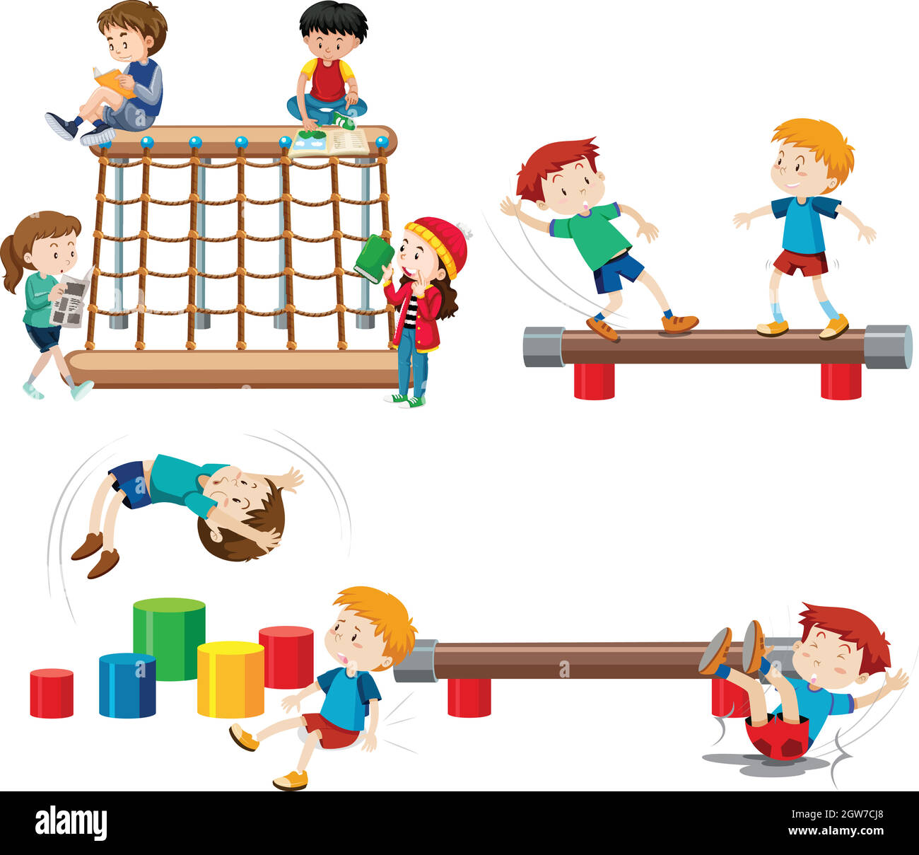 Set of children playing playground equipment Stock Vector Image & Art ...