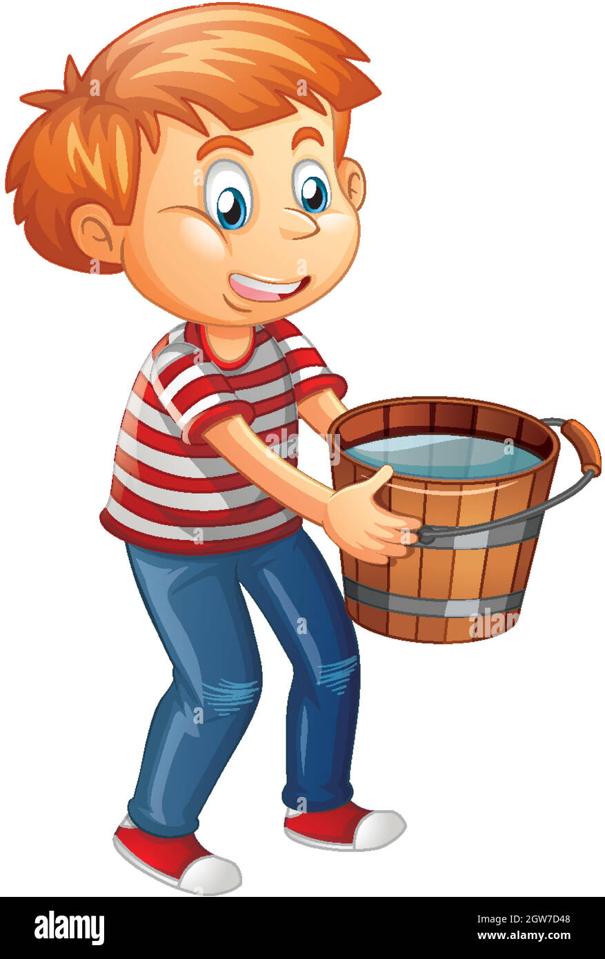 Man holding red bucket Stock Vector Images - Alamy