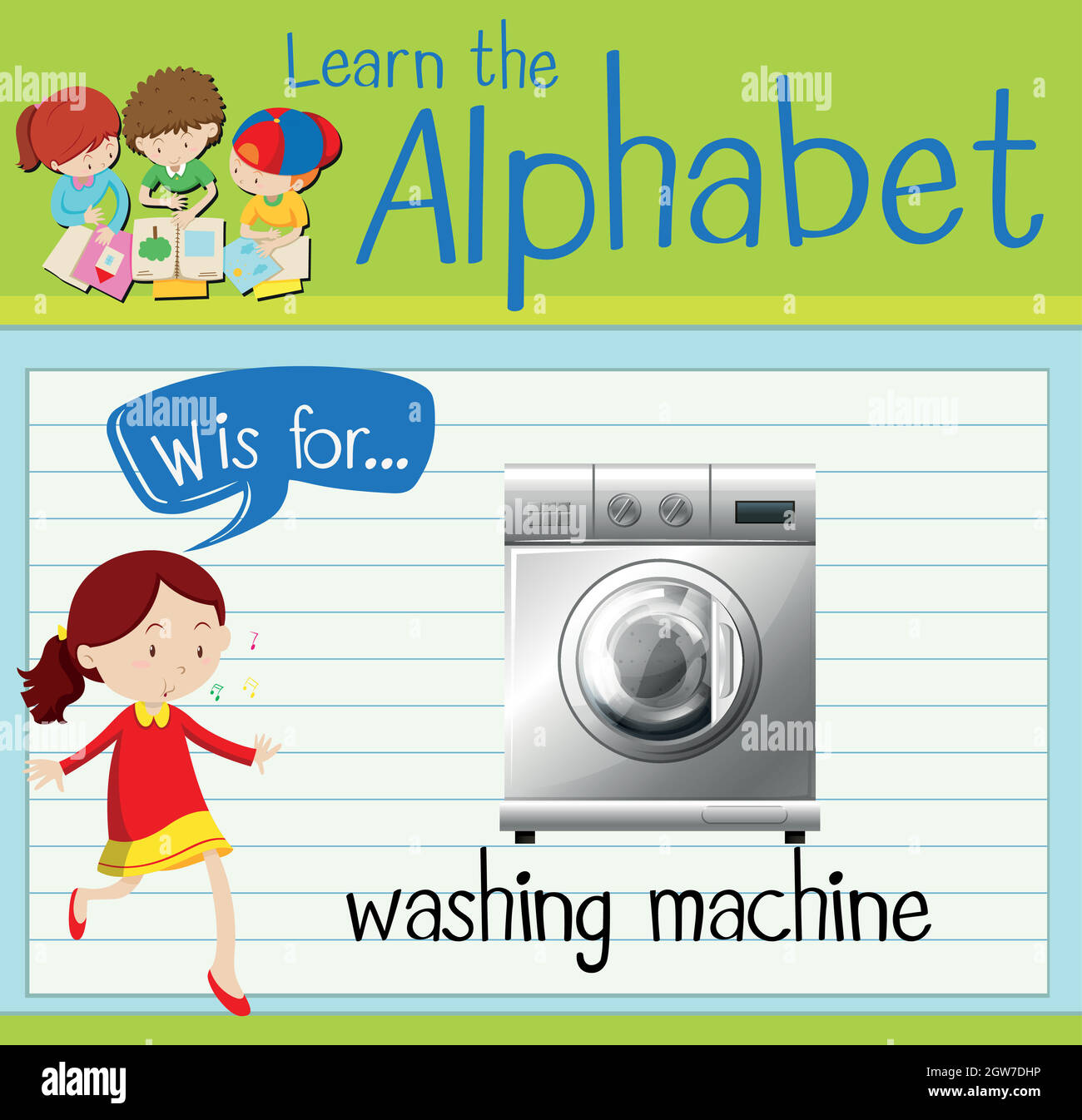 Flashcard letter W is for washing machine Stock Vector Image & Art - Alamy