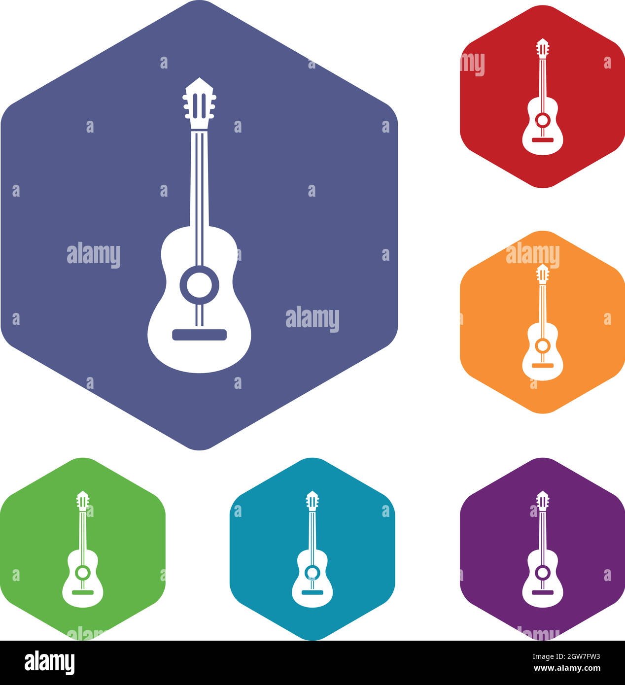 Classical guitar icons set Stock Vector Image & Art - Alamy