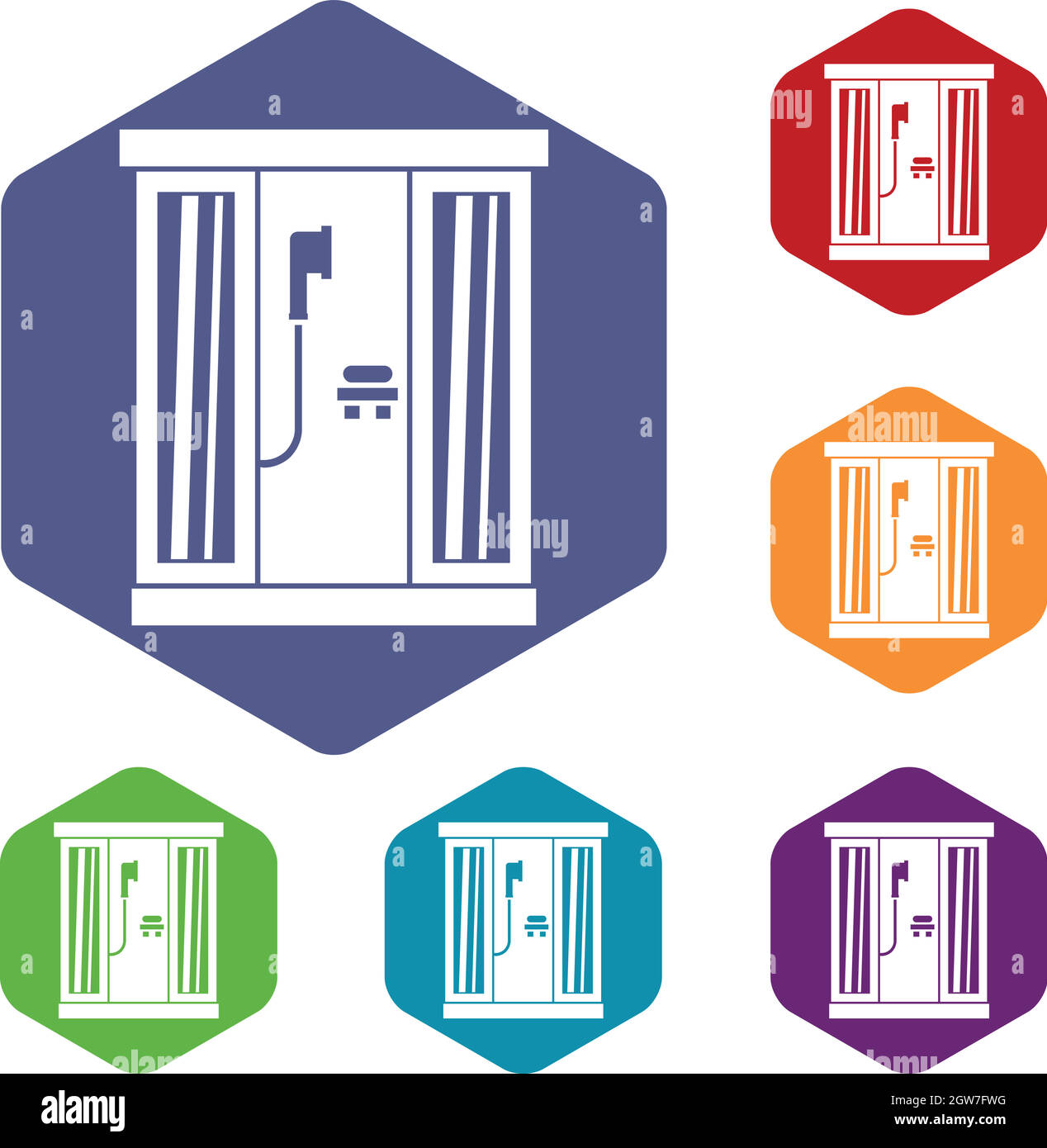 Shower cabin icons set Stock Vector Image & Art - Alamy