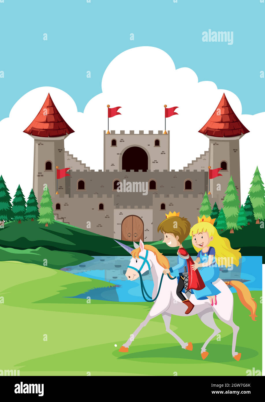 Prince and princes riding horse Stock Vector Image & Art - Alamy