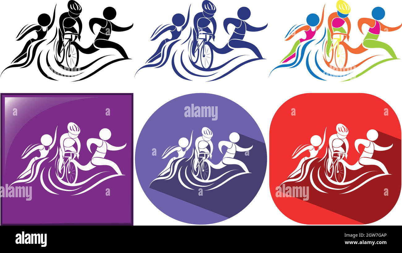 Triathlon icon in three designs Stock Vector Image & Art - Alamy
