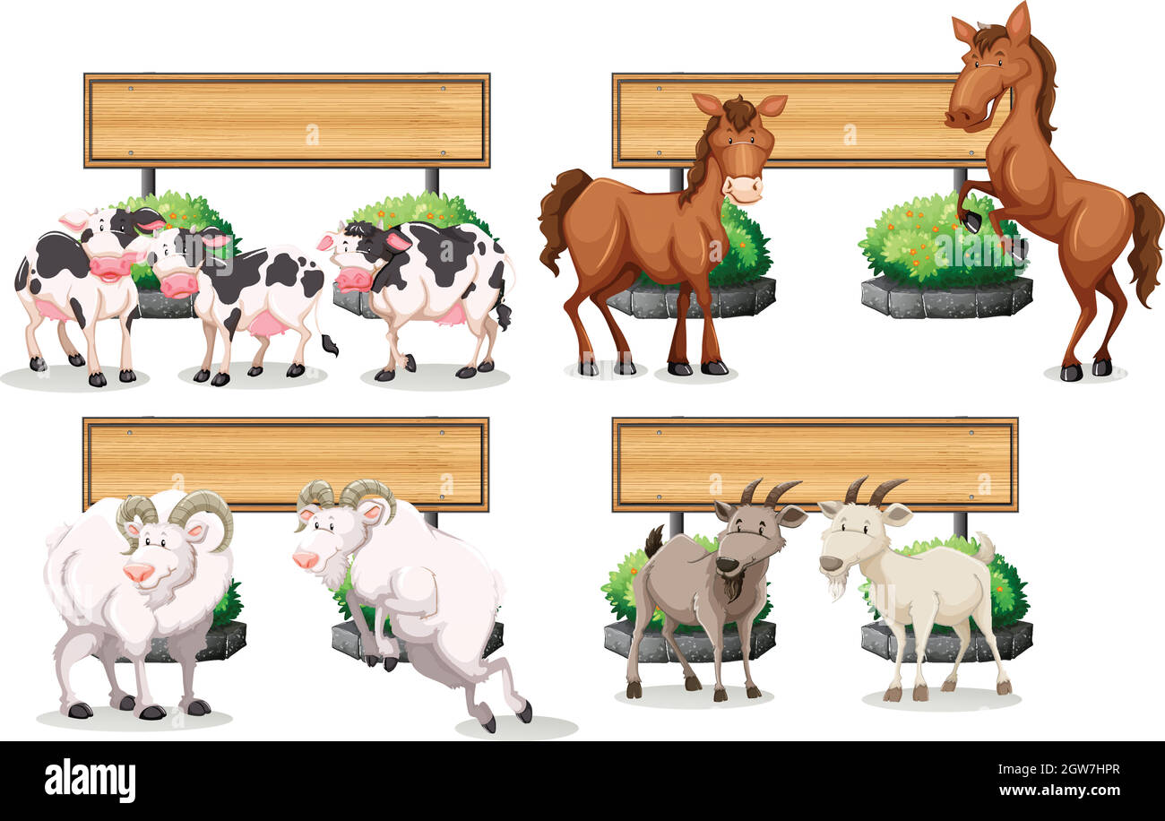 Farm animals standing by the sign Stock Vector Image & Art - Alamy