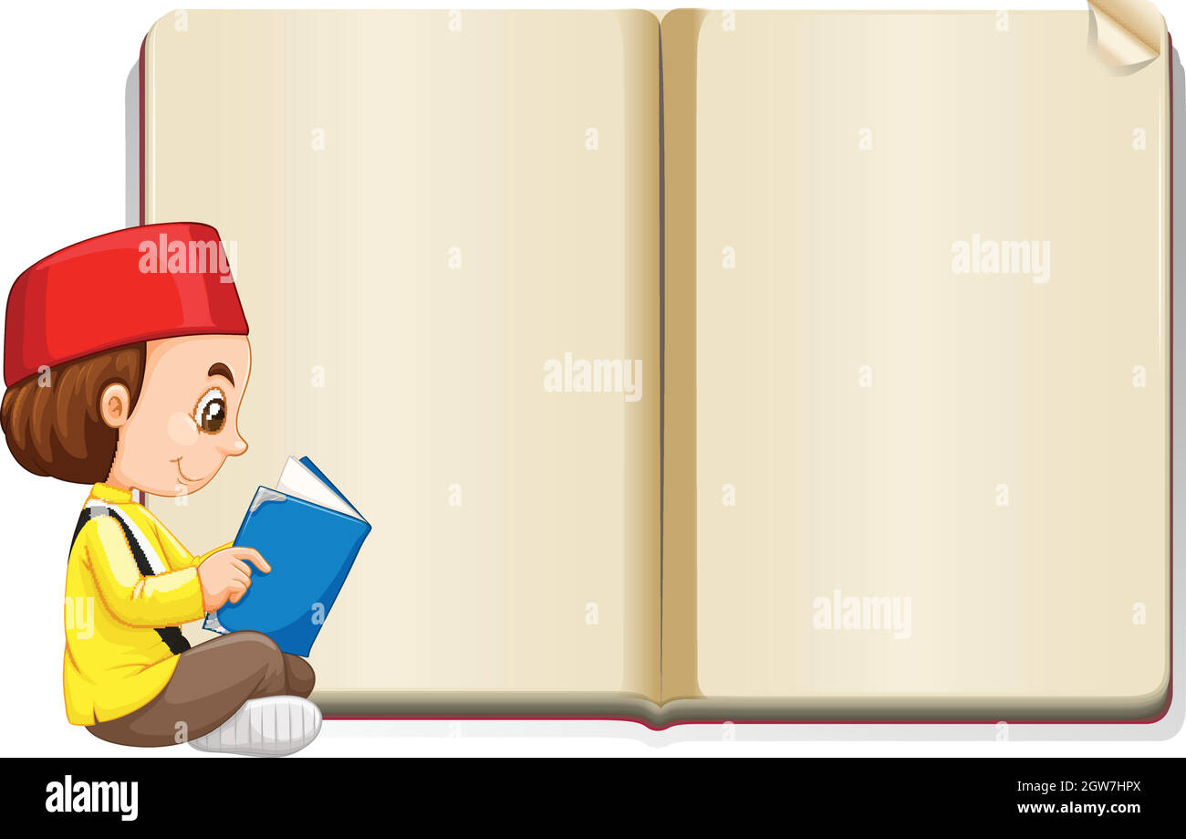 Background template with muslim boy reading Stock Vector Image & Art ...