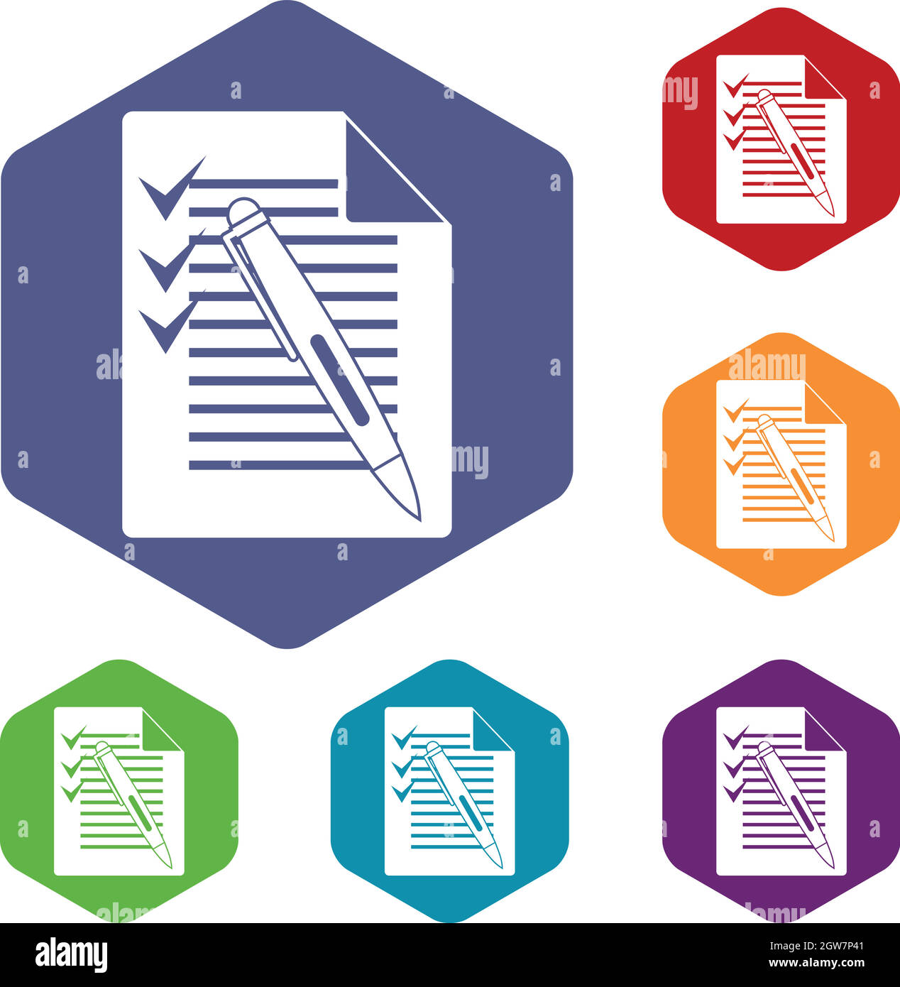 Document with plan and pen icons set Stock Vector Image & Art - Alamy