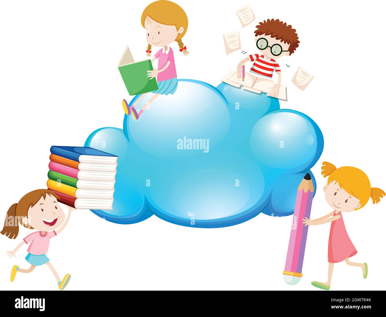 Border template with kids reading Stock Vector Image & Art - Alamy