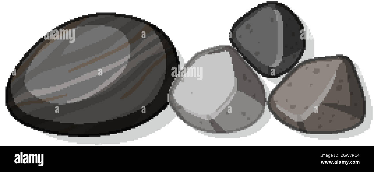 Set of different black stones isolated on white background Stock Vector ...