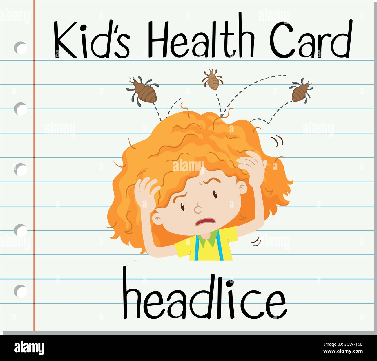 Health card with girl and headlice Stock Vector Image & Art - Alamy