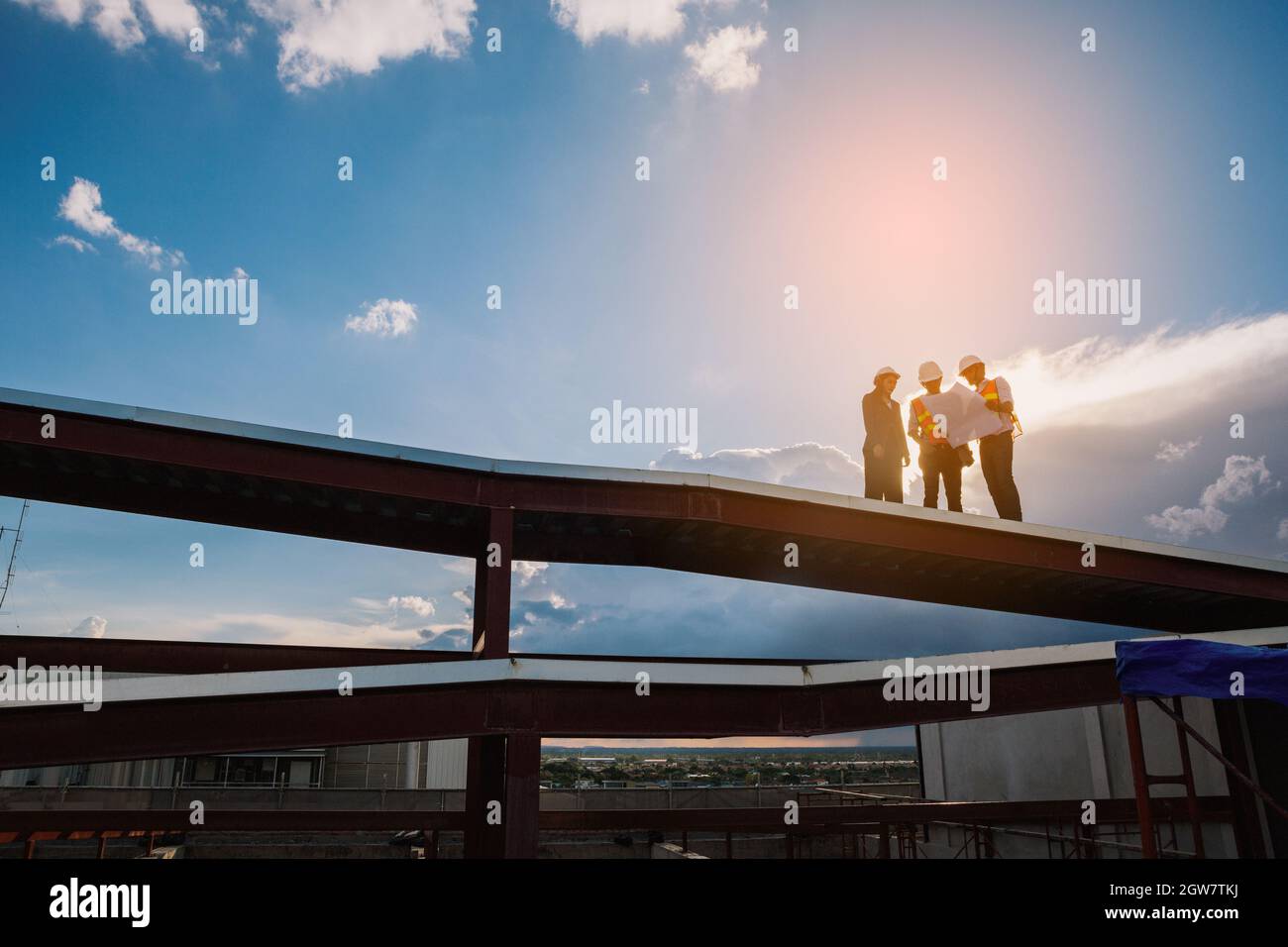 Project Engineer, Engineer And Technician Working On Construction Site ...