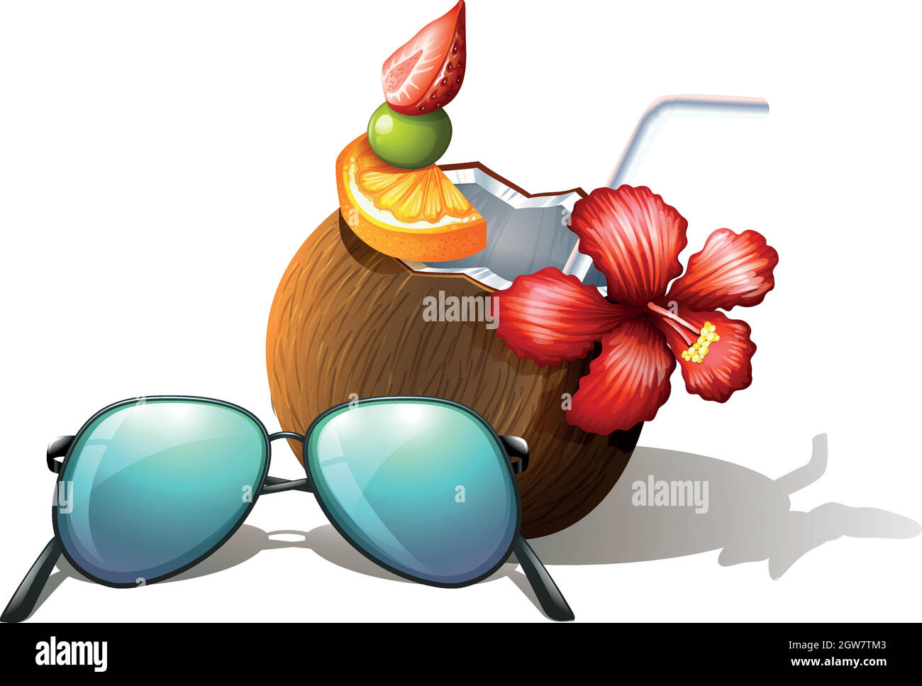 A refreshing drink and a sunglasses for a beach outing Stock Vector ...