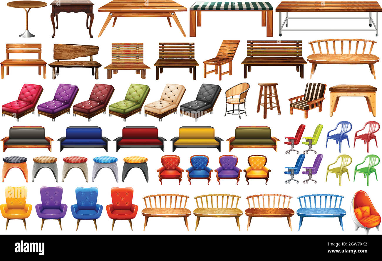 Different design of chairs and table Stock Vector Image & Art - Alamy