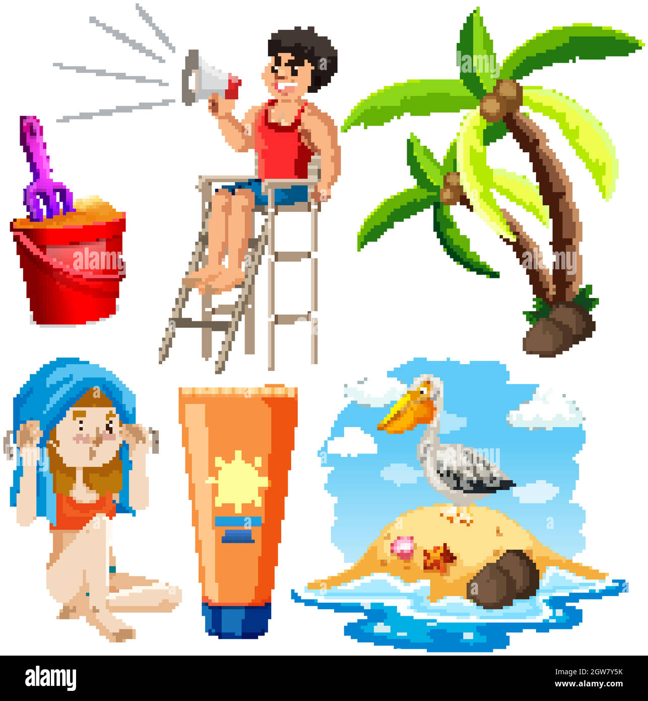 Set of isolated objects theme summer holiday Stock Vector Image & Art ...