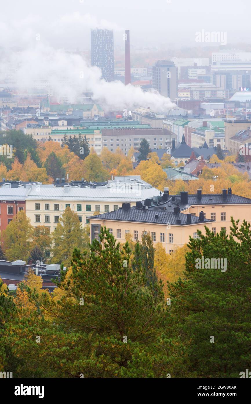 Autumnal colours from Pyynikki sightseeing tower in Tampere Finland ...
